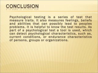 Psychological test meaning, concept, need & importance | PPT
