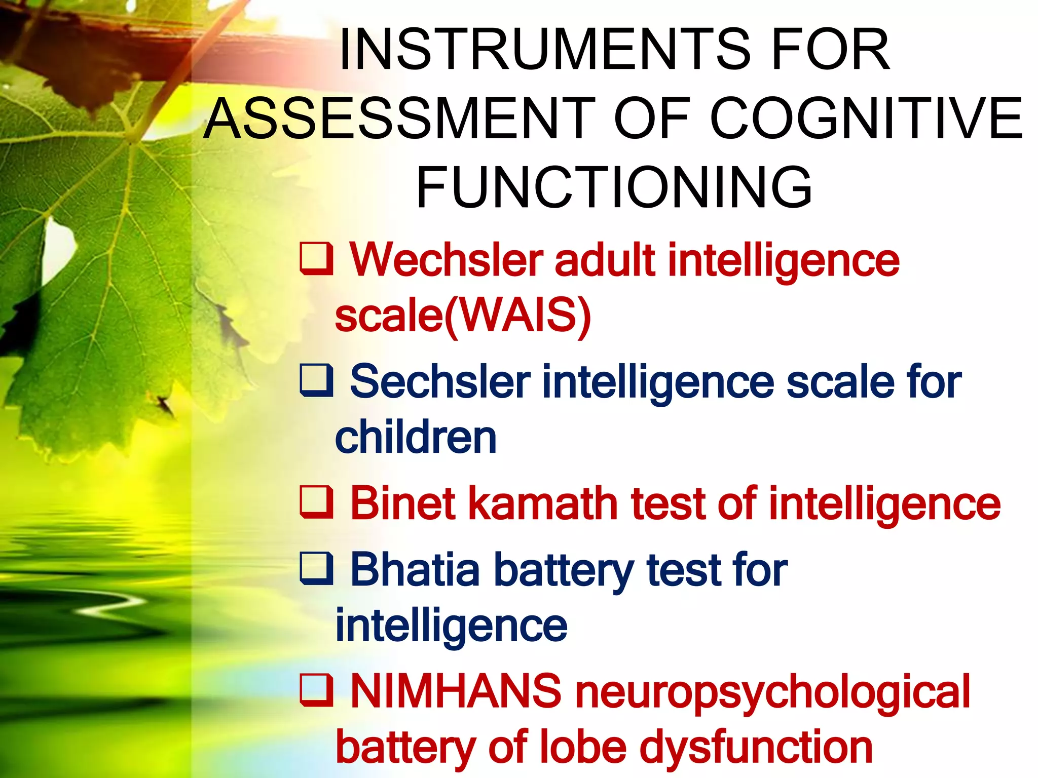 Psychological test and role of nurse | PPT