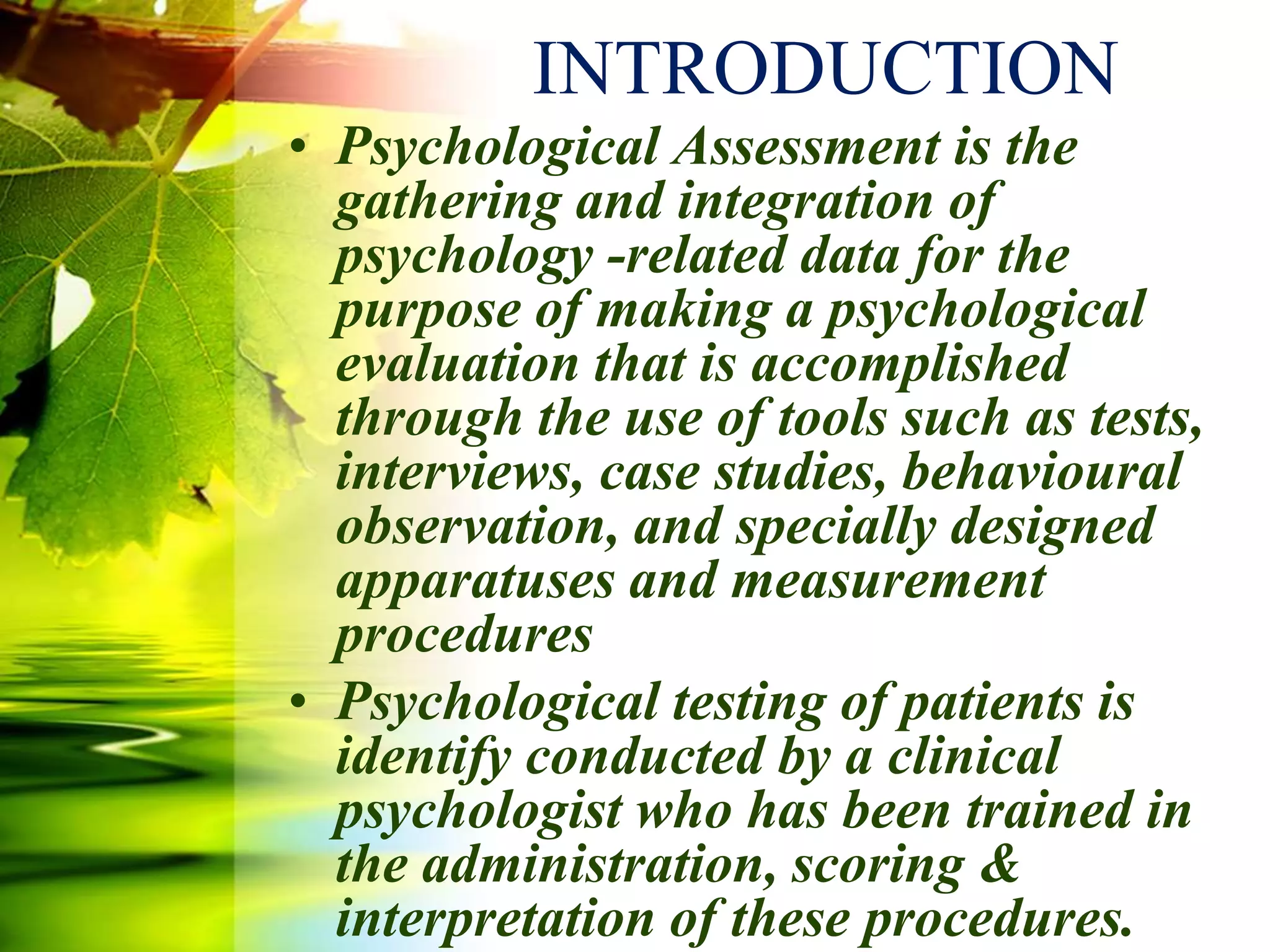 Psychological test and role of nurse | PPT