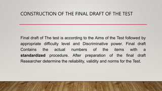 Psychological Test Construction and its steps | PPTX