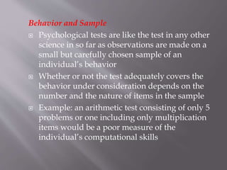 Nature and use of Psychological Tests | PPTX