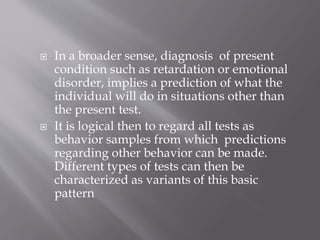 Nature and use of Psychological Tests | PPTX