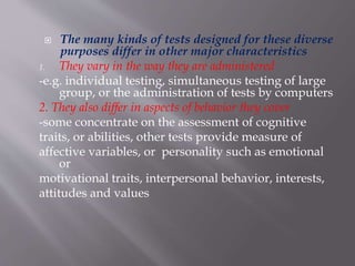 Nature and use of Psychological Tests | PPTX