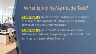 Abbility test/ psychological assessment | PPTX