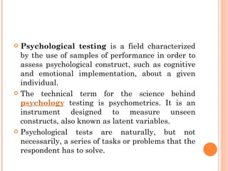 Psychological Testing Techniques | PPT