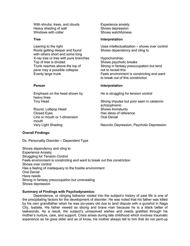 Psychological test report ht pt | DOCX