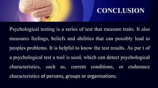 Psychological tests; Introduction and Classifications | PPTX