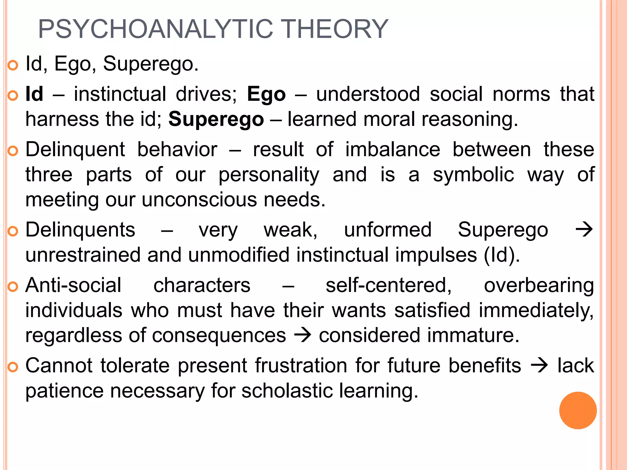 Psychological theories and research in juvenile delinquency | PPTX