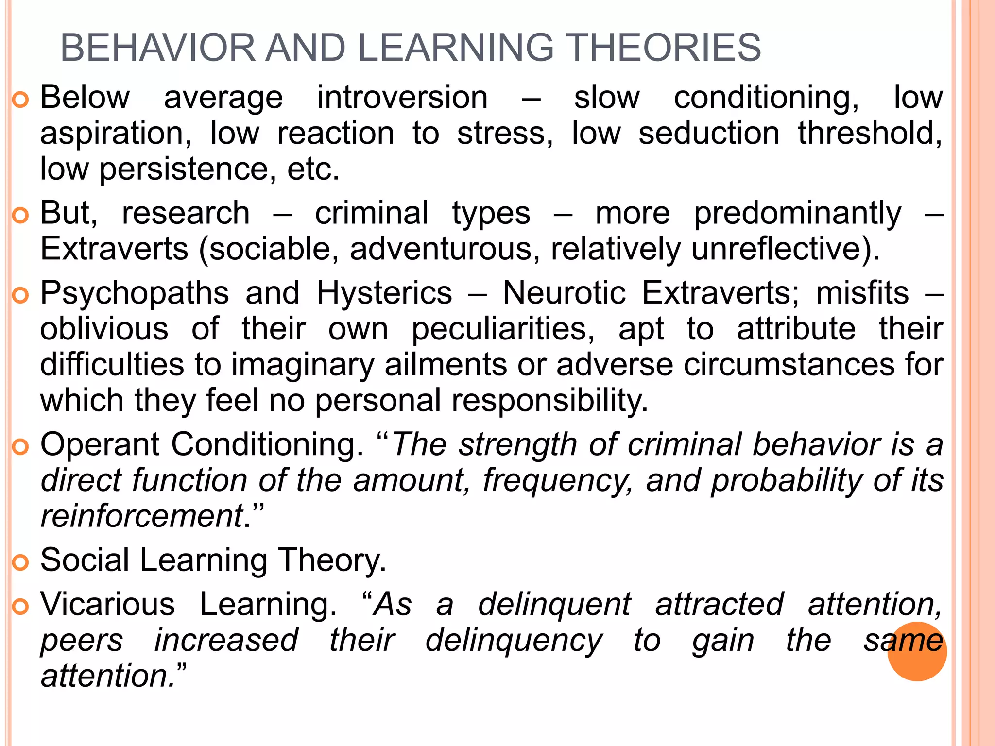 Psychological theories and research in juvenile delinquency | PPTX