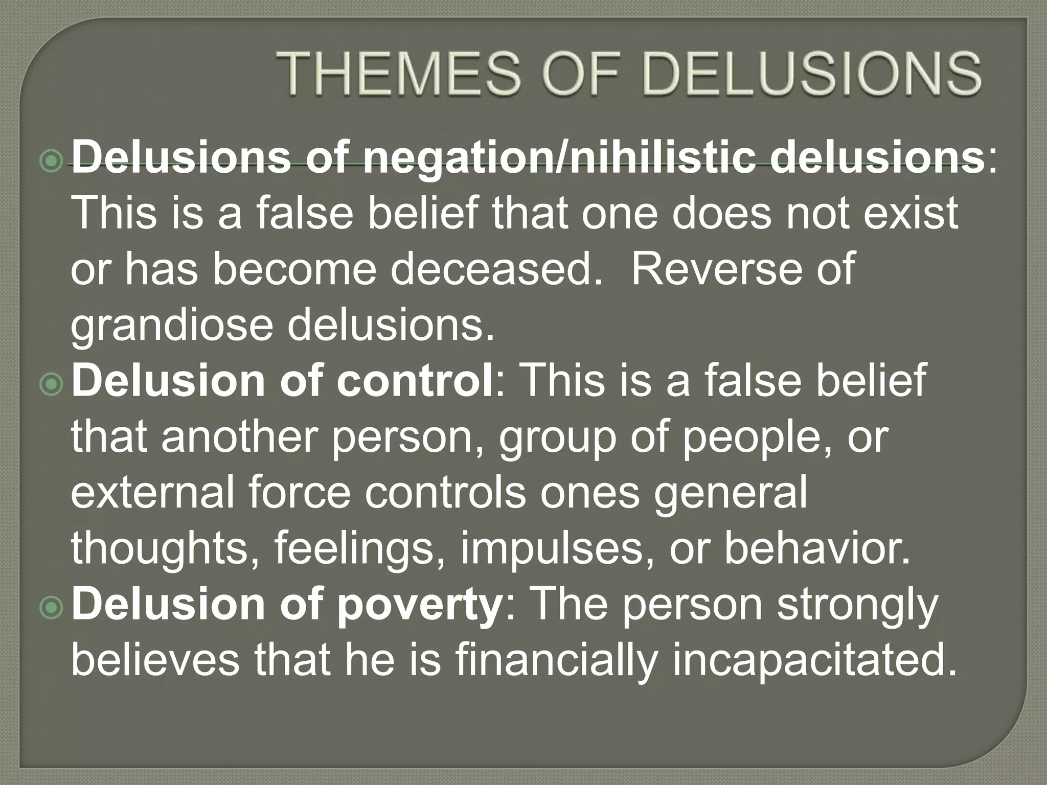 Psychological theories of delusional disorder | PPTX