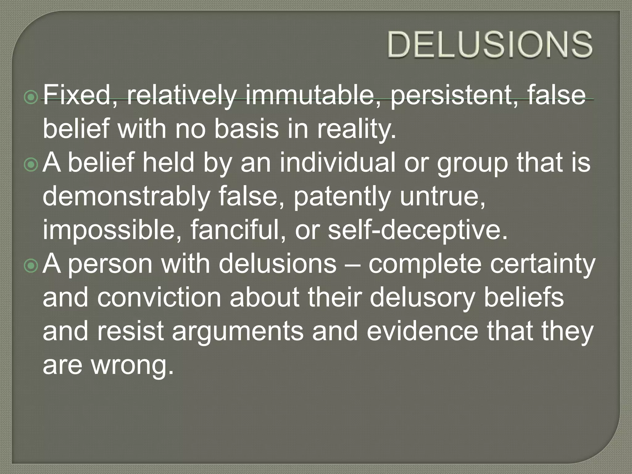 Psychological theories of delusional disorder | PPTX