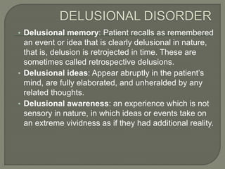 Psychological theories of delusional disorder | PPTX