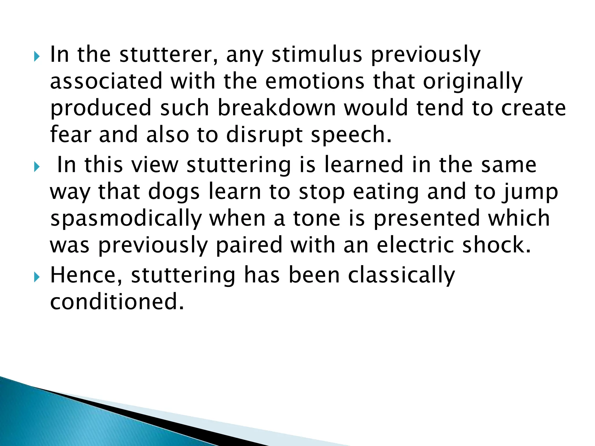 psychological theories of stuttering and causes | PPT