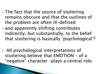 psychological theories of stuttering and causes | PPT