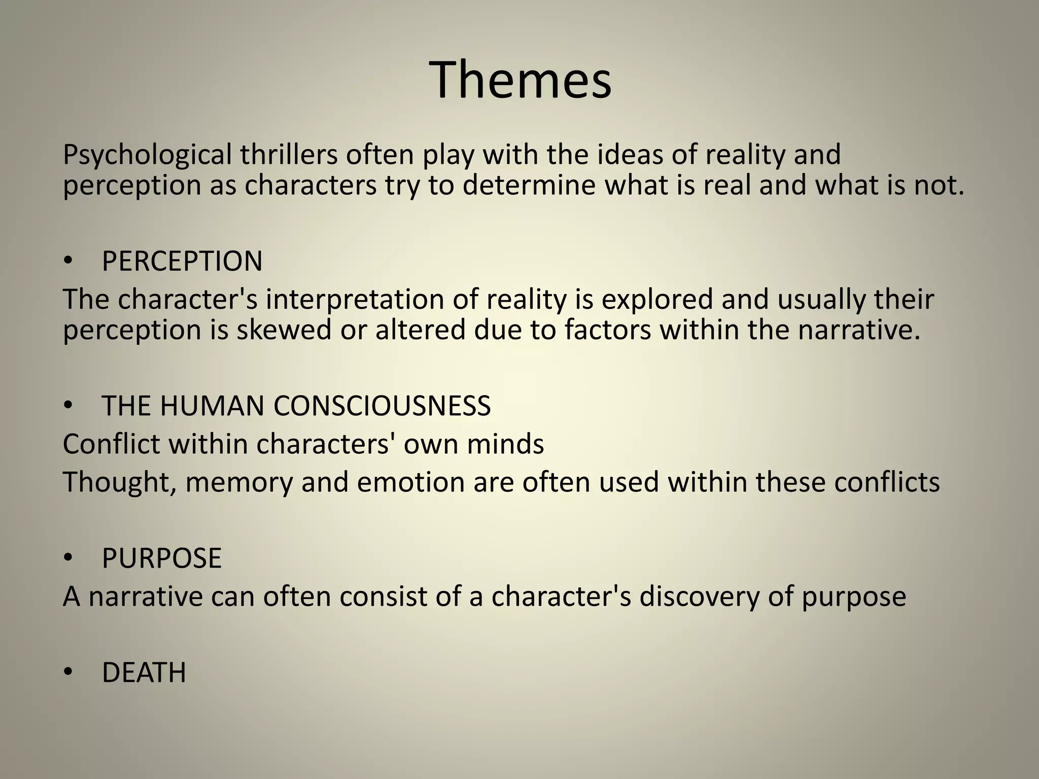 Psychological thrillers codes and conventions | PPTX