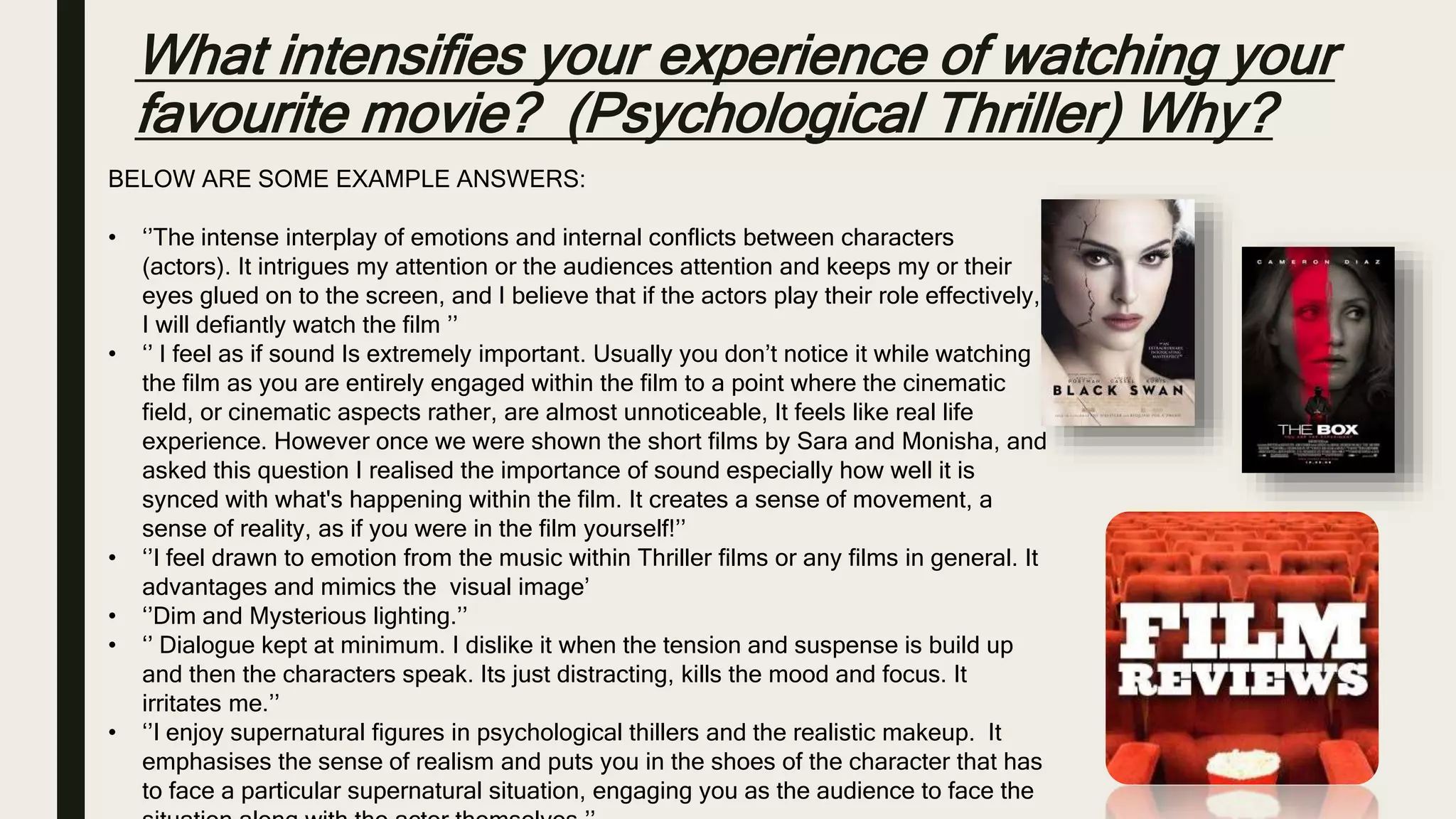 Psychological thrillers questionnaire 2 audience feedback | PPTX