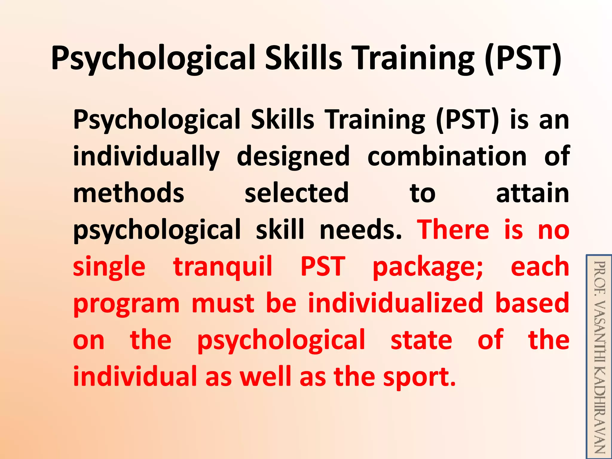 Psychological Skill Training for Enhancing Sports Performance | PPTX