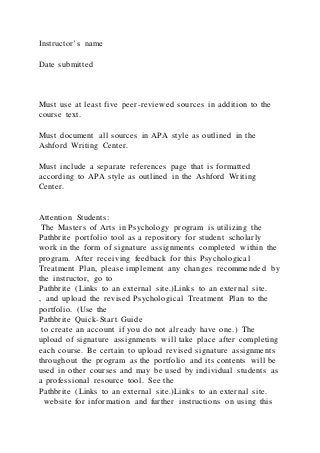 Psychological Treatment PlanIt is recommended that students | PDF