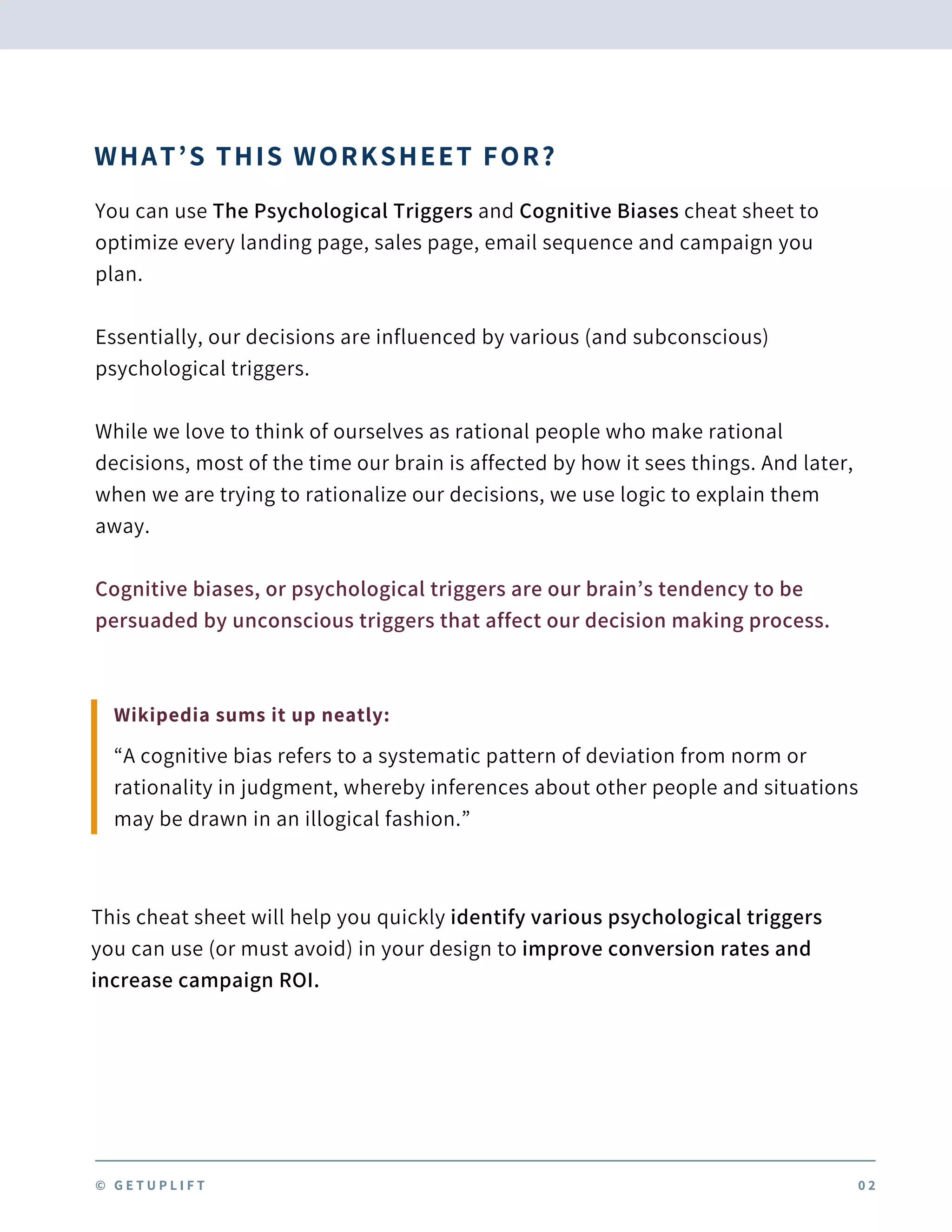Psychological triggers worksheet | PDF
