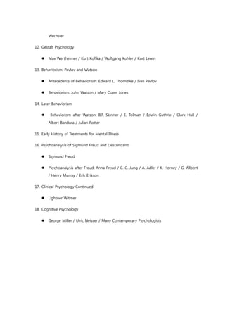 Psychologists In Modern History Of Psychology | PDF