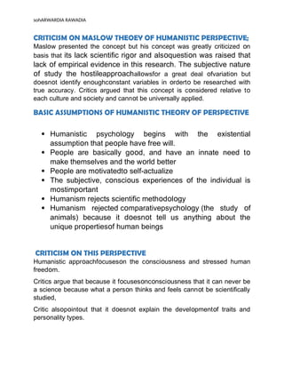 psychology. introduction to perspective and trait perspective | DOCX