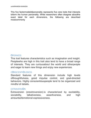 psychology. introduction to perspective and trait perspective | DOCX