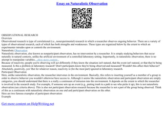 Psychology-Naturalistic Observation Essay | PDF