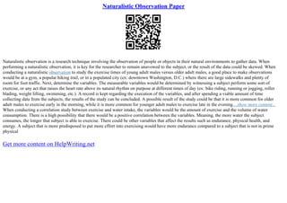 Psychology-Naturalistic Observation Essay | PPT