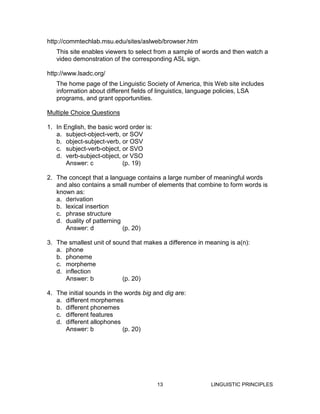 Psychology of Language 5th Edition Carroll Test Bank | PDF