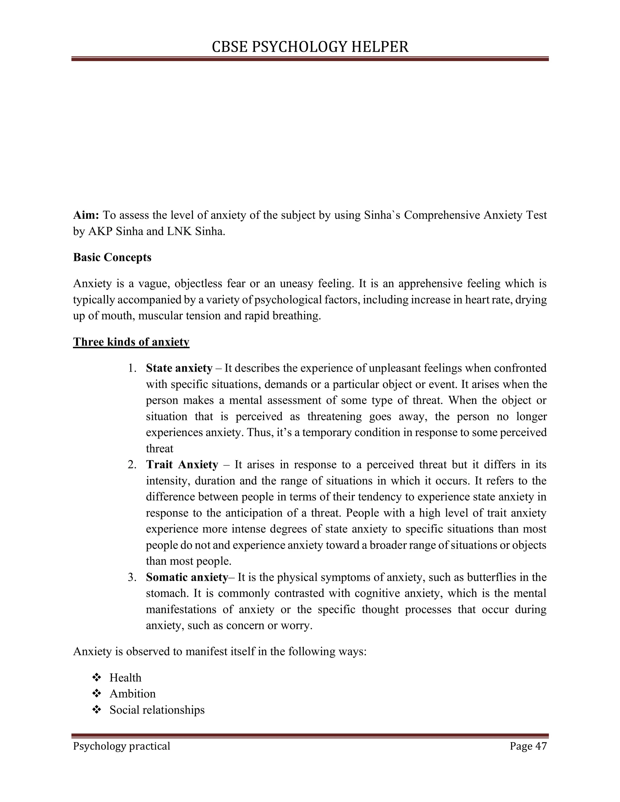 psychology-practical-file-class-xii cbse | PDF