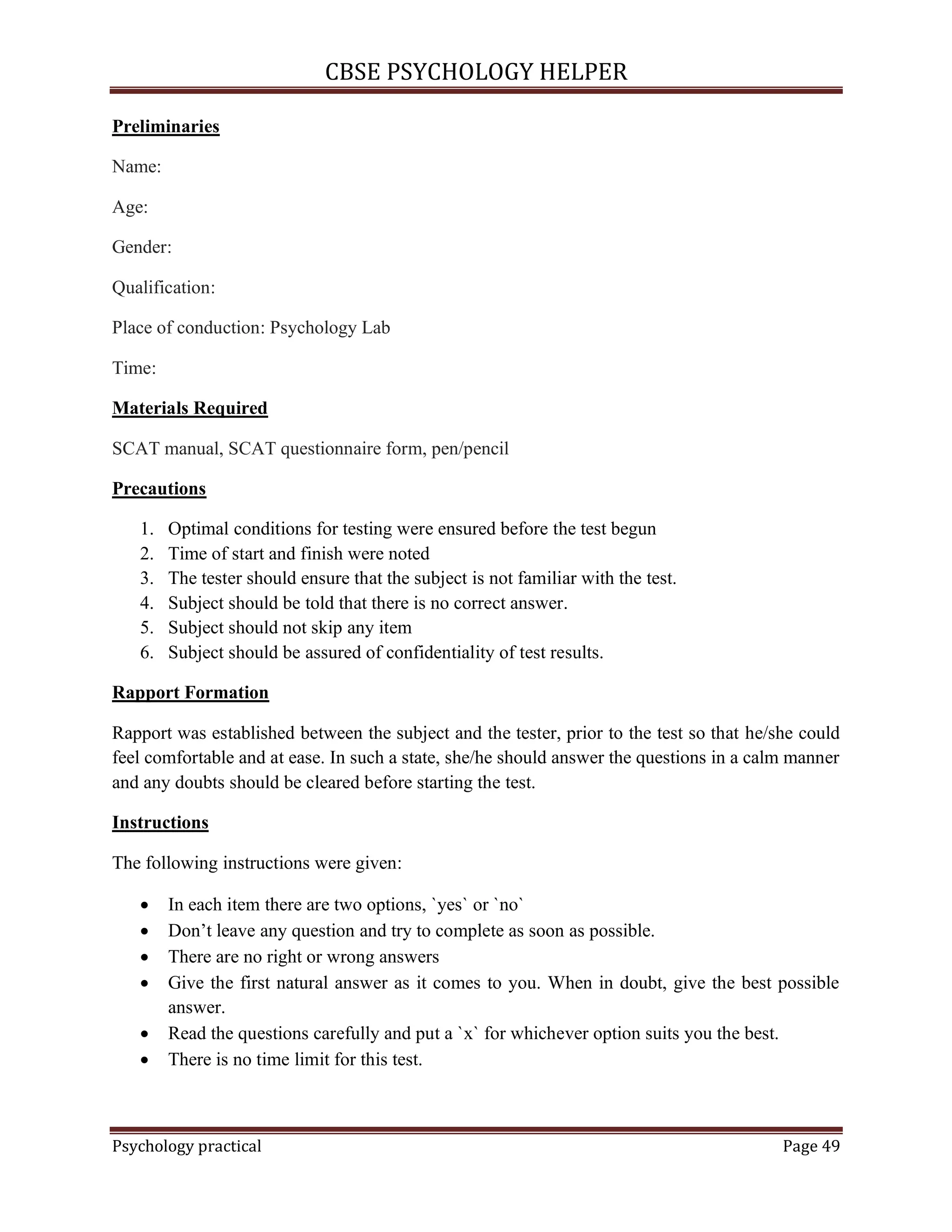 psychology-practical-file-class-xii cbse | PDF