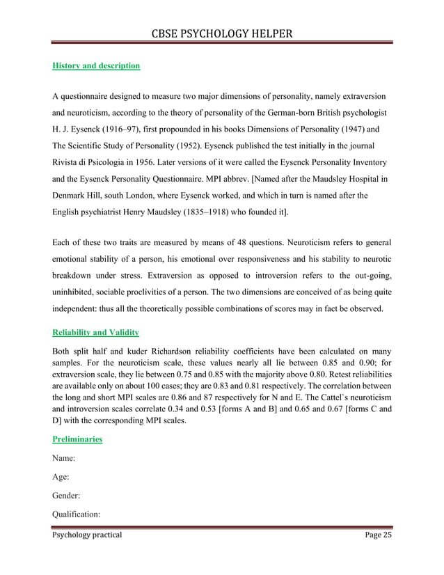 psychology-practical-file-class-xii cbse | PDF | Standardized Testing ...