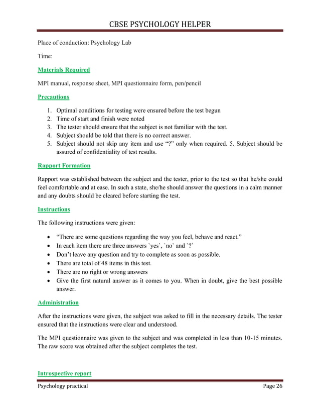 psychology-practical-file-class-xii cbse | PDF | Standardized Testing ...