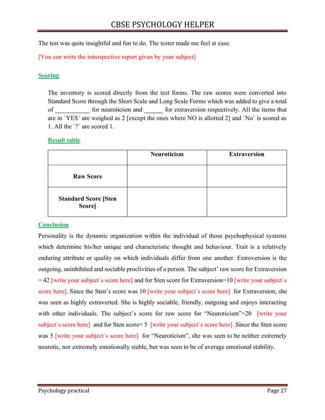 psychology-practical-file-class-xii cbse | PDF | Standardized Testing ...