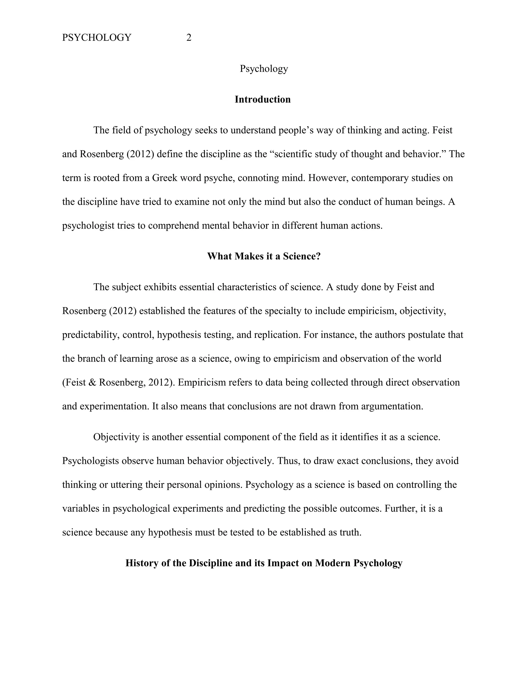 Psychology sample | DOC