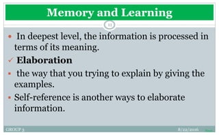 Memory and Learning - Psychology slides | PPT
