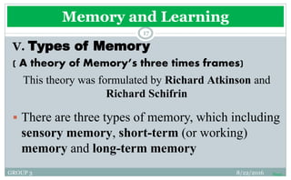 Memory and Learning - Psychology slides | PPT