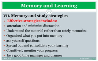 Memory and Learning - Psychology slides | PPT