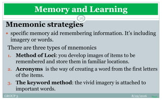 Memory and Learning - Psychology slides | PPT
