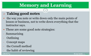 Memory and Learning - Psychology slides | PPT