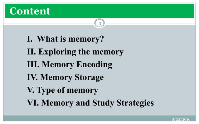 Memory and Learning - Psychology slides | PPT