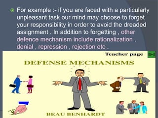 defense mechanisms. | PPTX | Mental Health | Diseases and Conditions