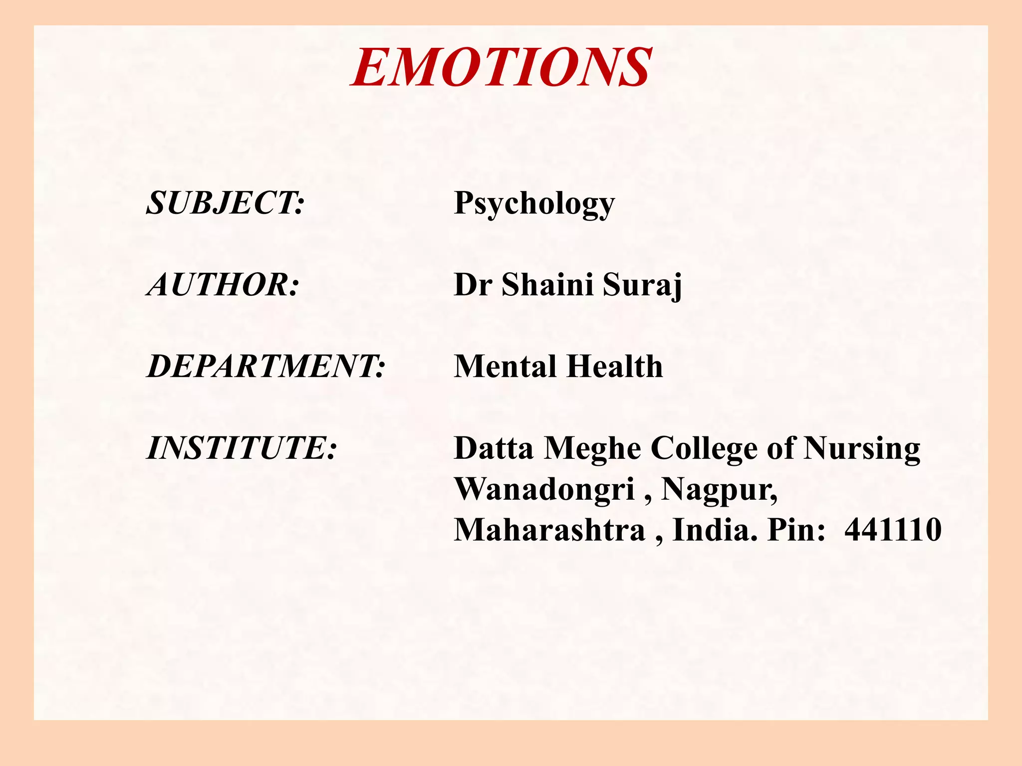Psychology of Emotions | PDF