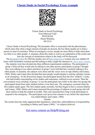 Psychology Essay Example | PDF | Mental Health | Diseases and Conditions