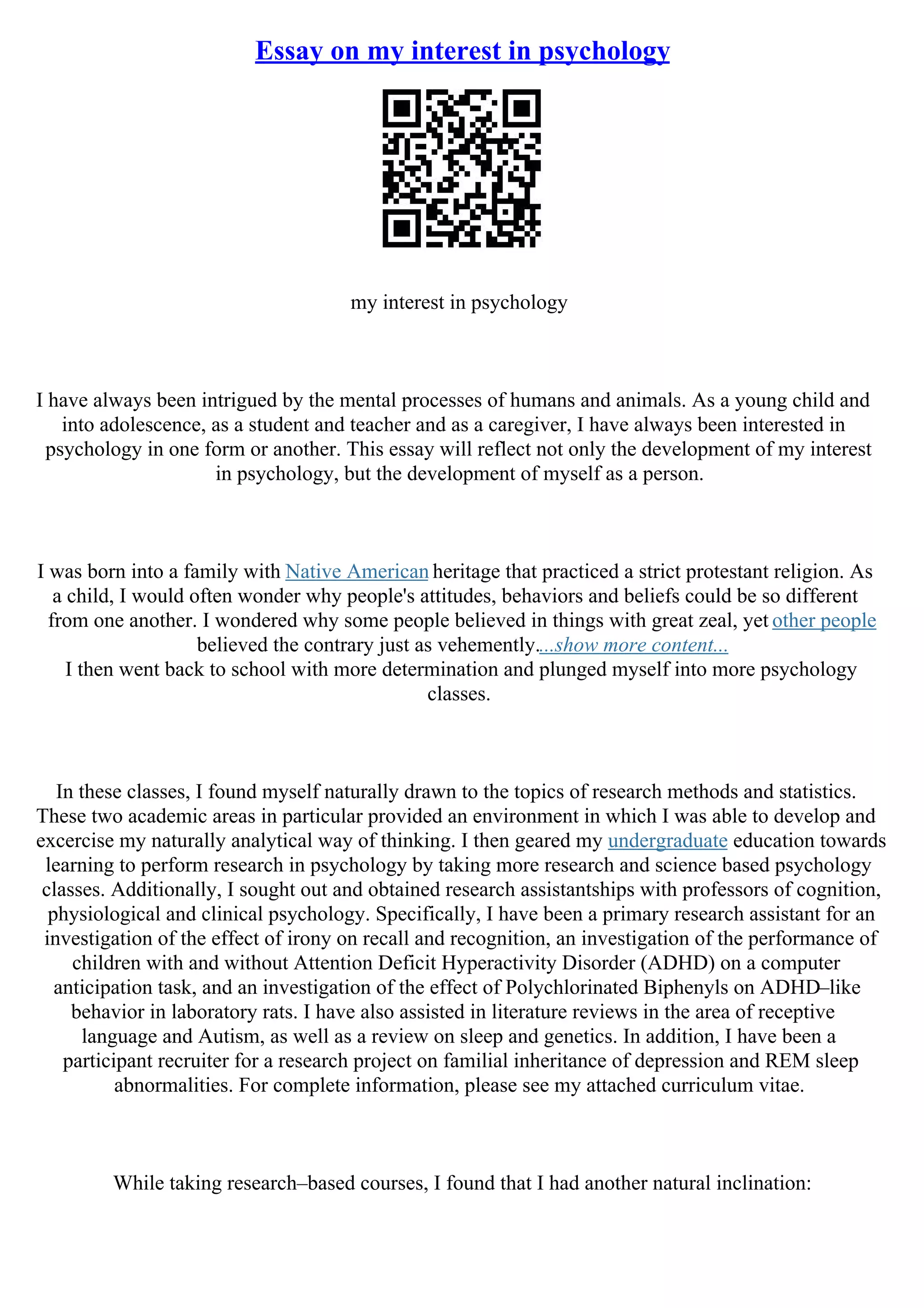 Psychology Essay Topics | PDF