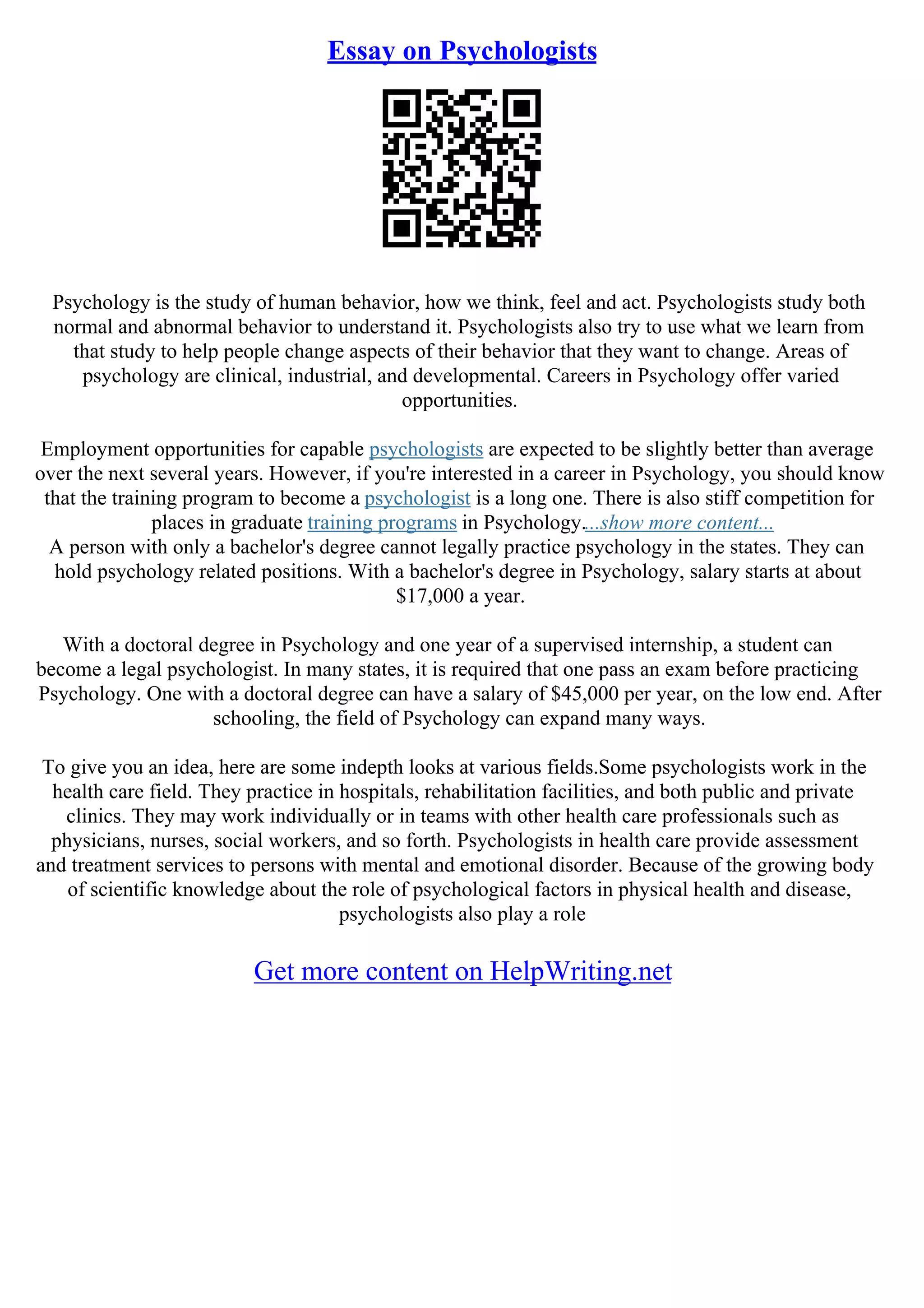 Psychology Essay Writing | PDF