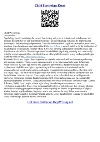 Psychology Essay Writing | PDF