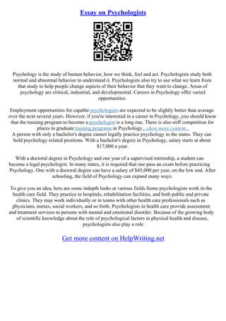 Psychology Essay Writing | PDF