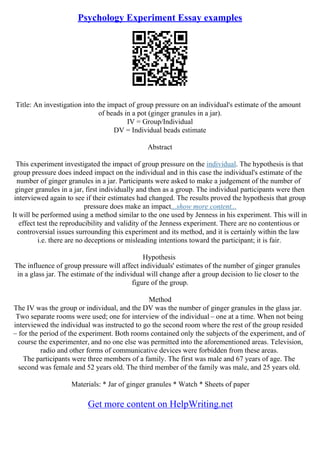 Psychology Essay Writing | PDF