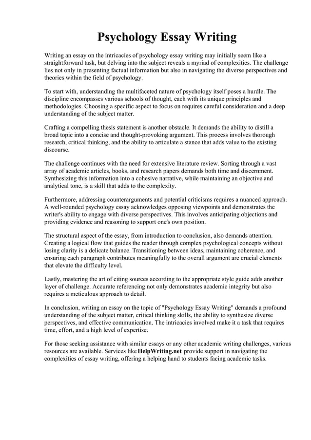 Psychology Essay Writing | PDF